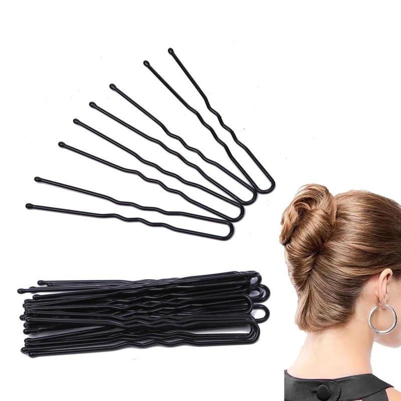 Mirhua ヘアピン Uピン 50本入 細 5cm 髪ピン ユーピン 髪束ね ヘアアレンジ ホールド シンプル きれい ヘアセット用 業務用 結婚式 成人式 卒業式 入学式 発表会 お祝い用 黒【セット】40本；【色】黒。【素材】スチール...