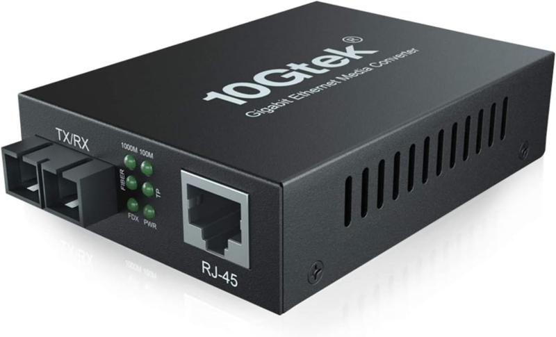 10Gtek ギガビット イーサネット 光メディアコンバーター,デュアル SC ファイバー コネクター,マルチモード,1310nm,伝送距離最大1.5km【ファイバーポート】1.25G、SC、1310-nm【ファイバータイプ】MMF、デュア...