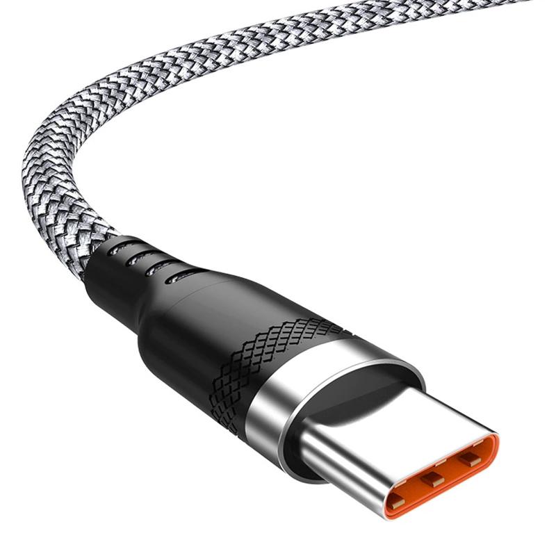 Akkerds Type-cインタフェース携帯電話データ充電ケーブル USB 2.0-Type-c充電ケーブル 高速充電 ナイロン編み糸 6 A急速充電 車載接続対応 ブラックグレー（1.5 M）【製品内容】type-cインタフェース携帯電...