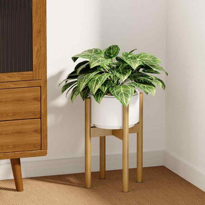 Bamworld プランタースタンド 調節可能フラワースタンド 室内 竹製 観葉植物 台 幅25cm-35cm 植木鉢台 鉢台 プランターラック 植木鉢 スタンド おしゃれ愛する植物をス暖かみのある装飾観葉植物 棚：リビング・バルコニー・寝...