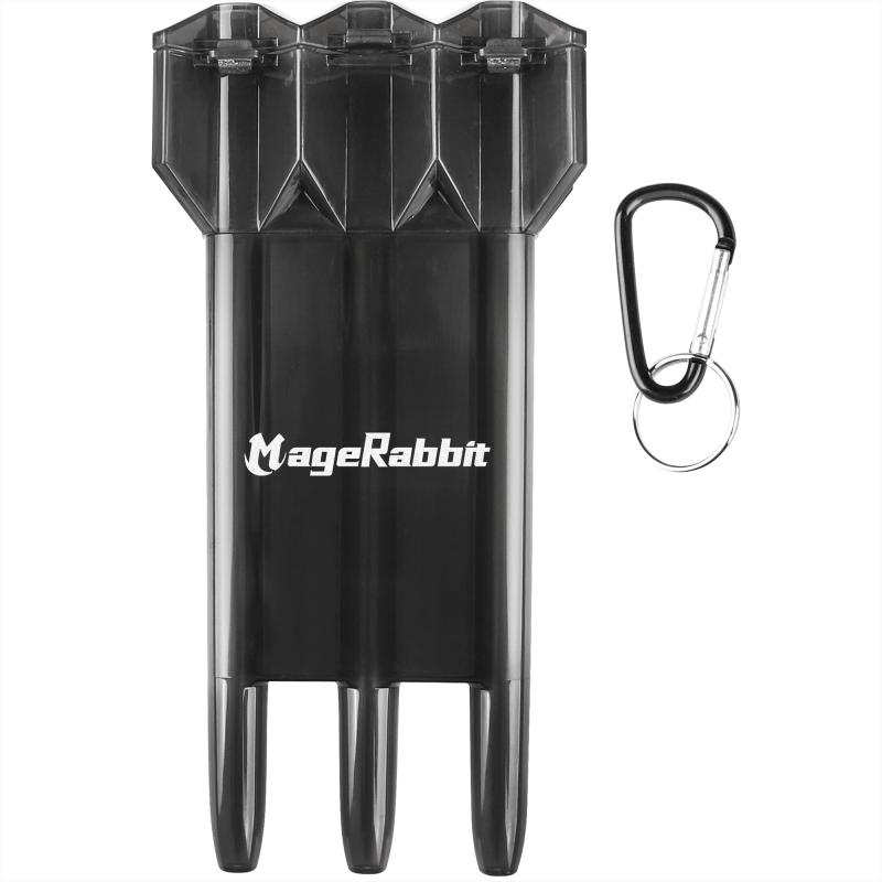 MageRabbit ダーツケース 収納 ダーツ3本用 携帯 保護用， ABS素材 小型軽量 (黒)サイズ仕様: 25 x 10 x 20 cmのコンパクトな設計で、持ち運びに便利なサイズです収納容量: 3本のダーツを収納可能で、3つの独立...
