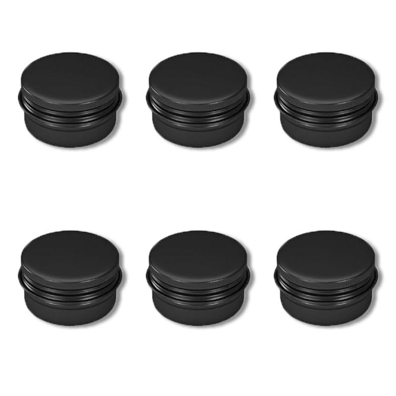 軟膏容器 6Pcs 5ml アルミニウム ピルケース 携帯用 簡単クリーニング ール性能 再利用可能 耐熱性 耐摩耗性 (Black)【商品紹介】 これは 6 個入りのアルミ製の小物収納缶で、直径 2.5cm、高さ 1.5cm、総重量 18...