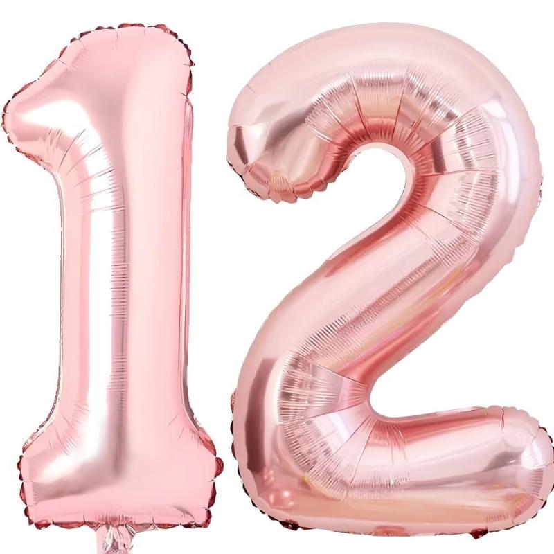 PomeloCoto 12数字 バルーンローズゴールド 小きい誕生日 飾り付け12歳, 86cmローズゴールド風船 数字12スウジ バルーン オオキイ 記念日/カーニバル/卒業式/プロポーズ/写真撮影用小道具カラフルな数字風船で、あなたのパ...