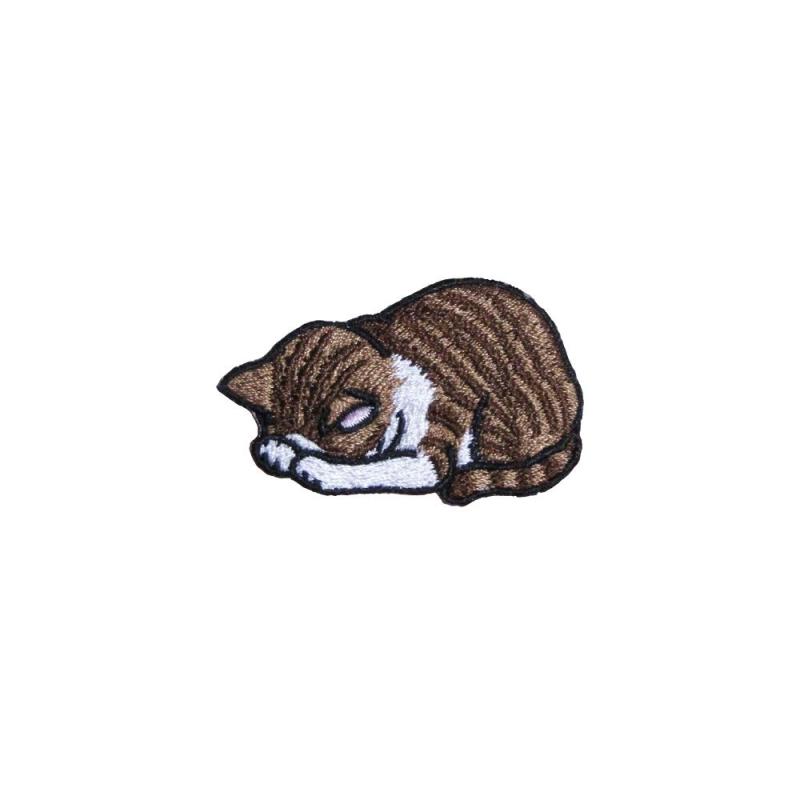 アイロンワッペン 刺繍 動物 ネコ (4 キジ白)素材:ポリエステルサイズ：縦3.5cm 横5.5cm生産国：中国