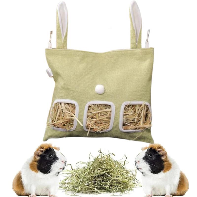 MTDDYMXLFG （大容量/静音設計）吊り下げ式 うさぎ チモシー入れ 牧草フィーダー こぼれない 散らからない 取り付け簡単 布製 省スペース 3つの取り出し口🎯【牧草の散らばりと無駄を大幅カット】うさぎの自然な食べ姿...