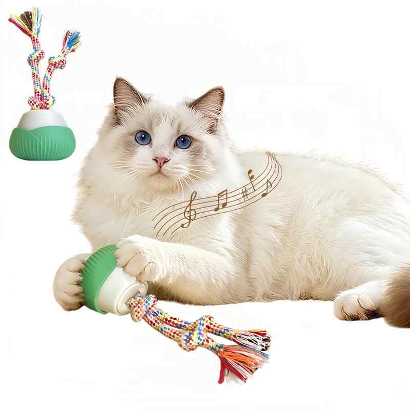 DEER-AFFLUX 猫 おもちゃ 自動 ねこのおもちゃ 3段階モード 自動回転 猫 ボール ぐるぐるおもちゃボール 録音機能付きの猫じゃらし 耐咬ロープ USB Type-C充電式 静音 猫遊び用 ペット用おもちゃ 【プロ級耐咬設計·3...