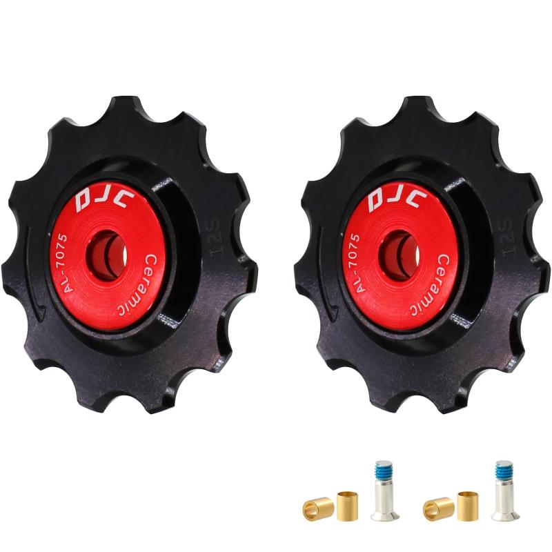 DJC 12スピード対応 セラミックベアリング プーリーホイール ガイドローラー 11T/12T/13T/14T 2個セット MTB ロードバイク用 リアディレイラー対応 AXS Tタイプ 平頂チェーン使用可 Di2対応 8 9 10 11...