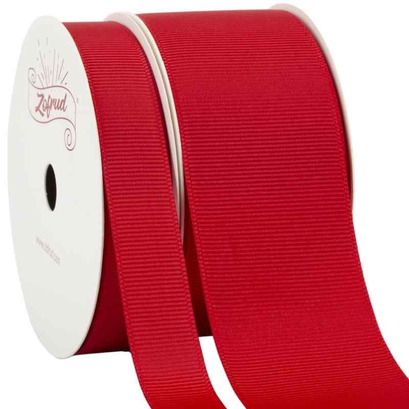 【Zofrud】レッドグログランリボン 2巻セット – 合計18メートル（16mm幅、38mm幅 × 各9M）– ソーイング、ギフト包装、クラフト、ウェディング装飾に最適2種類のサイズと豊富なカラーオプションをご用意し、さまざまなニーズに対...