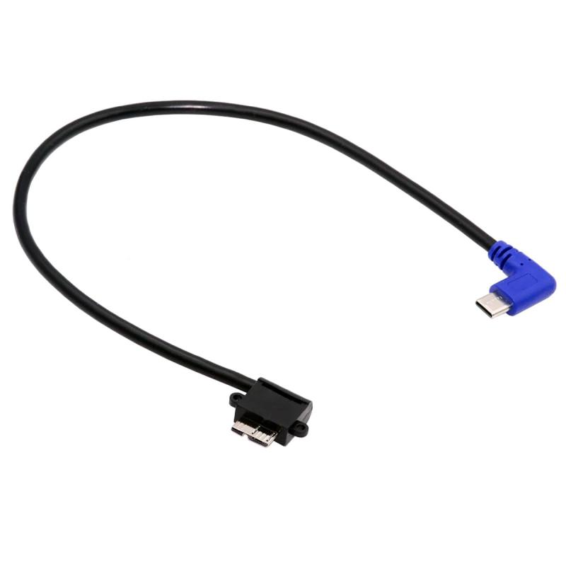 Cablecc USB-C Type-C ホスト - マイクロ USB3.0 ネジマウント ケーブル 5Gbps 産業用カメラ ストレージ用