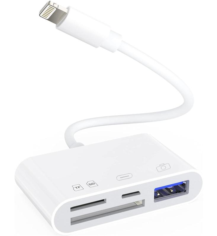 4in1 iPhone SDカードリーダー【2025MFi認証品、24ヶ月】Lightning usb変換アダプタ・SDカード・microSDカード・急速充電 | デジタルカメラ カードリーダー | データ移行保存 | 高速読み取り・転送1