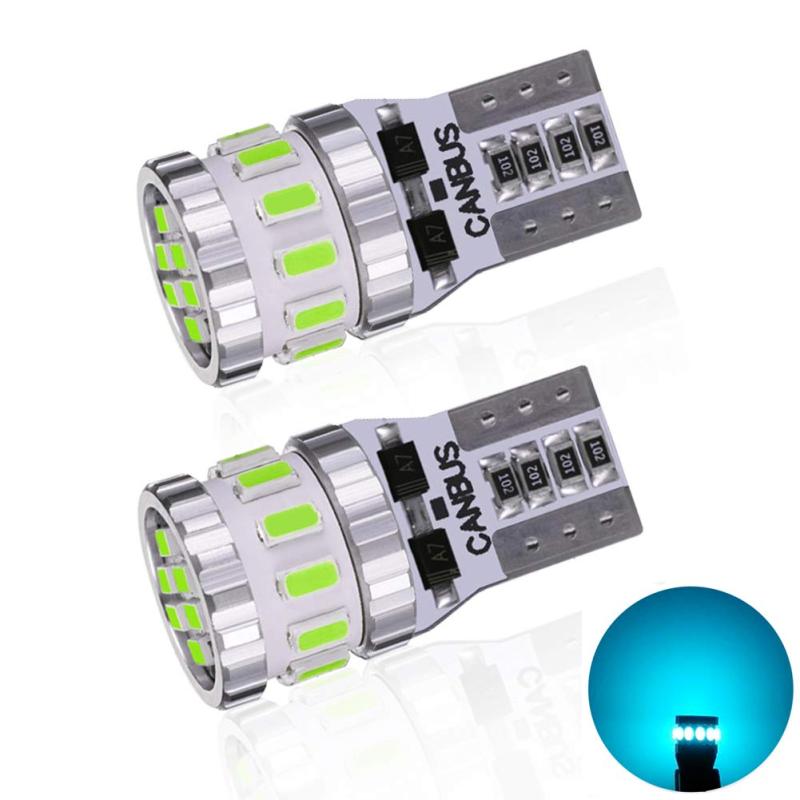 T10 LED 爆光 アイスブルー 2個 キャンセラー内蔵 LED T10 3014LEDチップ18連 12V 車用 ポジション/ライセンスランプ/ナンバー灯/ルームランプ (2個セット)形状：T10 (タイプ：147, 152, 158,...