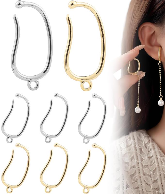 イヤーカフパーツ イヤーカフ 8個セット レディース イヤーカフス アクセサリー 耳の穴のない 耳飾り イヤーフックパーツ 着脱が簡単 DIY材料 手作り素材 手芸用品 自分自身 友人 贈り物 約1セット内容：イヤーカフパーツ8個セット；シ...