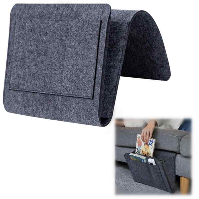 リモコンポケット 5ポケット ベッドサイドポケット ソファー掛け袋 滑り止め 使いやすい 携帯電話 ブック リモコン 小物入れ 寮 ルーム ハンギング 収納バッグ【製品仕様】サイズ：32×20cm。カラー：グレー。重量：約150g。素材：フ...