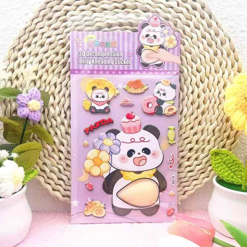 LQHZC パンダ シール 3D 柔らかいお腹 ぷにぷにシール かわいい 3D もっちりスクイーズ ステッカー シー ル帳 デコレーション 携帯電話飾り用 手帳用 日記帳用 车用 手芸用品【3D立体構造×ぷにぷく動作で癒し体験】 愛らしいパ...