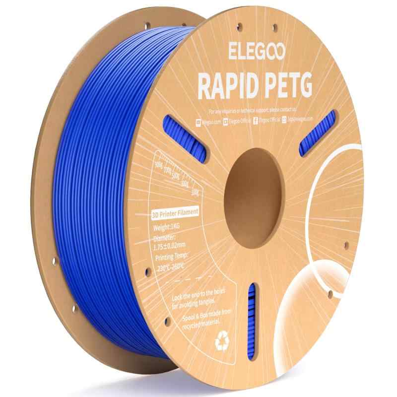 ELEGOO 高速 PETG フィラメント 1.75mm 青色 印刷速度600mm/s対応可能 RAPID PETG フィラメント 3D プリンター用フィラメント 寸法精度±0.02mm ほとんどのFDMプリンターに対応 (1KG/スプール...