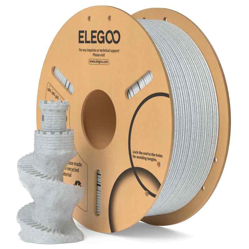 ELEGOO PLAフィラメント 1.75mm 3Dプリンター用フィラメント 寸法精度±0.02mm ほとんどの3Dプリンターに対応 (1KG/スプール 2.2 lbs) マーブル【天然石のような仕上がり】ELEGOOマーブルプラは微細な大...