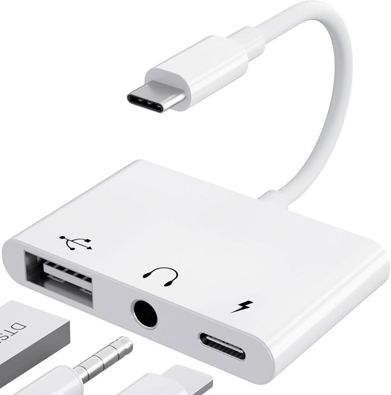 タイプc 変換アダプタ 3in1 3.5mm イヤホンジャック USB Type C 変換ケーブル 対応iPhone 17 16 15 iPad Pro HUAWEI Samsung 充電【60W急速充電対応USB-Cアダプター】 PD3....