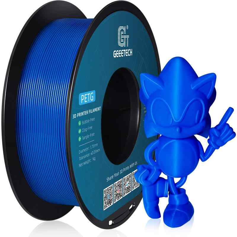 GEEETECH PETG 3Dプリンター フィラメント 造形材料 寸法精度+/- 0.02 mm 正味量1KG 樹脂材料 1.75mm径 （青/ブルー）【丈夫で耐久性に優れています】1.75mm の PETG フィラメントは、ABS のよ...