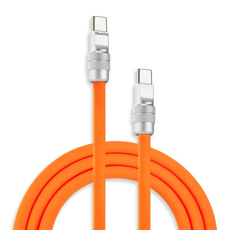 chubbycable USB C ケーブル 耐久性のあるソフトシリコン製 240W 急速充電 スマートフォン タイプc ケーブル データ転送コード iPhone 17/16/15シリーズ iPad 対応, オレンジ, Type-C から ...