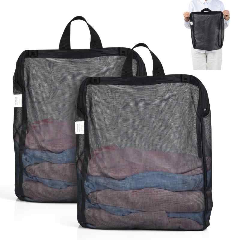 OTraki 洗濯ネット 30x40cm 手提げ 2枚セット ランドリーネット 細かい網目 洗剤ネット 無蛍光 洗濯袋 高耐久性のファスナー付き 洗濯用ネット 丈夫 絡み/傷つき/型崩れ防ぐ laundry bag 家用 旅行【手持ち付き·...