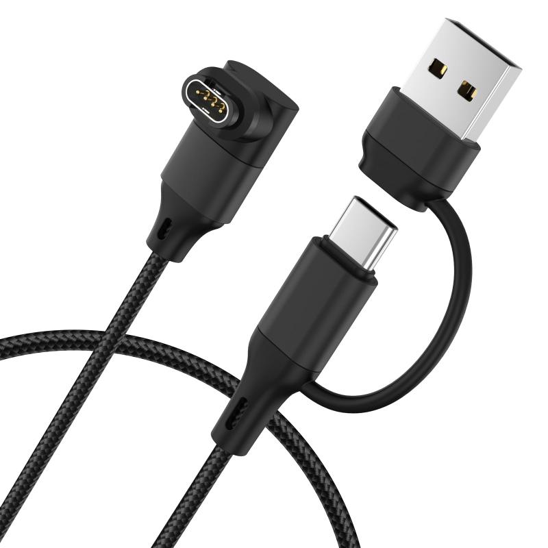 for ガーミン ウォッチ用 2-in-1 USB-C/USB-A 編み込み 充電ケーブル Garmin Fenix、Forerunner、Vivoactive、Venu 等 対応広範な互換性のあるGarminの全シリーズデバイス： この充...