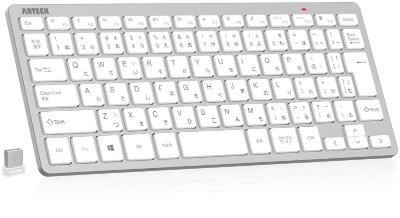 Arteck 2.4Gワイヤレスキーボード 無線 軽量 コンパクトメディア機能 ホットキー ショートカット コンピューター、デスクトップ、PC、ラップトップ、スマートテレビ、Windows11/10との交換性あ簡単接続：パソコンなどのUSB...
