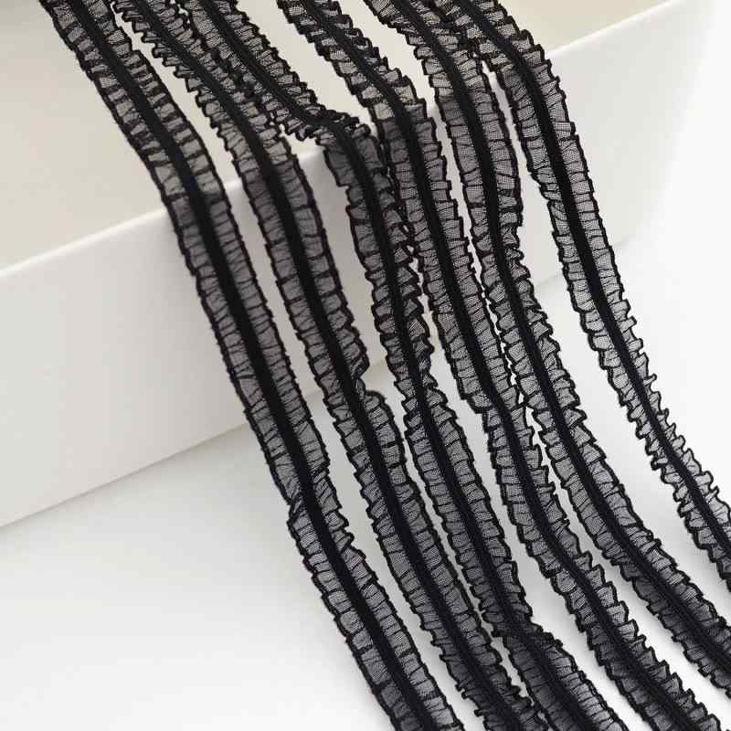 sempiterno 超細 弾力性のフリル レース リボン-極めて狭い幅1cm,DIY補助材料 誕生日 クリスマス ギフト 装飾材料 ミニ衣装飾り 縫製素材のに最適✅【高品質ナイロン素材】：柔らかくしなやかなナイロン製で、肌触りが良く、長時...