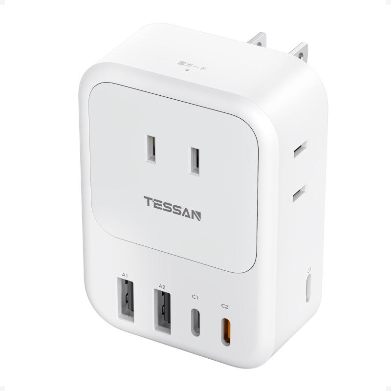 USB コンセントタップ(PD 30W対応) 電源タップ usb-c付き TESSAN たこあしコンセント 充電器 3個AC口 2個Type-Aと3個Type-Cポート マルチタップ 3口 小型軽量 タコ足配線 雷ガード 日本国内でのみ可能...