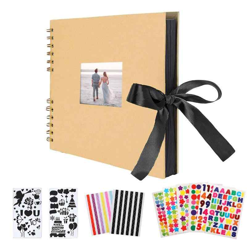 AIOR 手作りアルバム スクラップブック フォトアルバム 大容量 DIY 台紙 40枚 写真アルバム 手作りフォトブック 切り抜き帳 おしゃれ 写真収納 記念日 誕生日 結婚式 ギフト