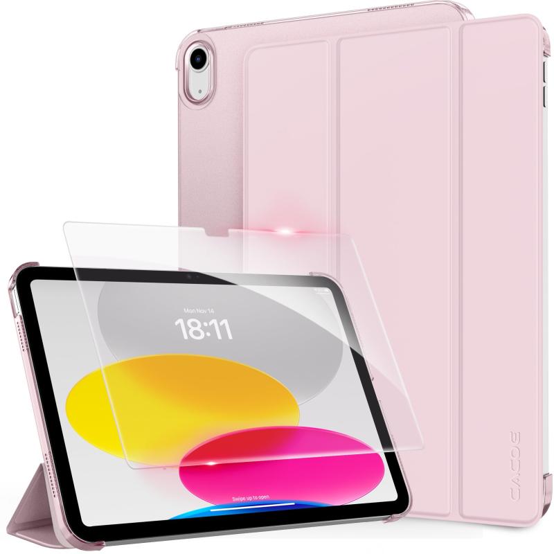 [iPad 11世代 10世代 ケース ガラスフィルム セット]CACOE ipad a16 11インチ 2025/10.9インチ 2022 アイパッド用 ハードケース オートスリープ 三つ折り Apple Pencil対応 あいばっど カ...
