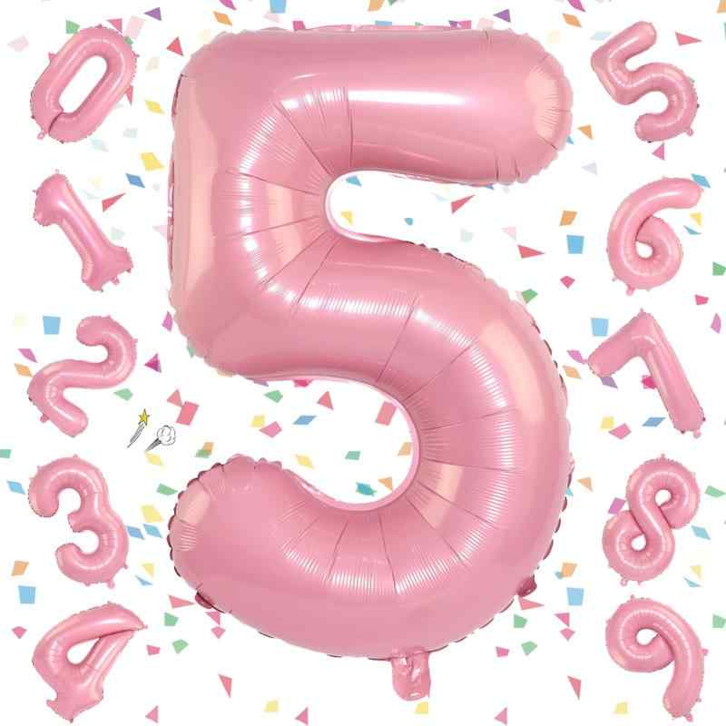 EXGOX 数字 バルーン ピンク 大きい 誕生日 ナンバー 5 アルミ風船 32インチ ハッピーバースデー パーティー 成人式 入学 卒業式 記念日 お祝い 飾り付け【華やかに演出】年に1度の特別なお誕生日に、ナンバーバルーンと一緒に写真...