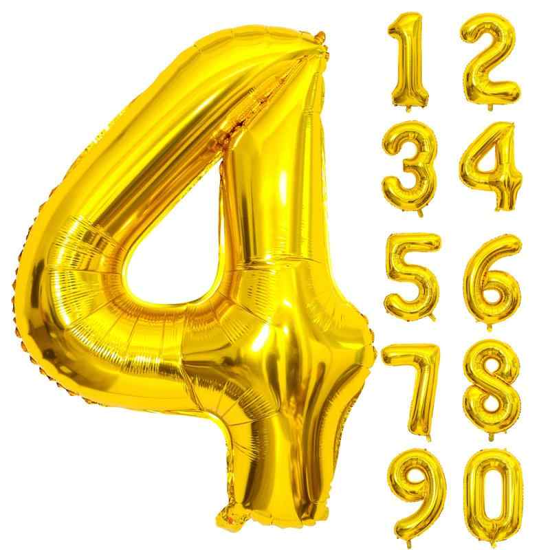 Lausatek バルーン アルミ風船 ゴールド 数字4 ナンバー 40インチ 大きい 誕生日 ハッピーバースデー 飾り付け ウェディング 記念日 パーティー 約90cm (数字4)ナンバー4：約90cmのBigな数字バルーンです写真映えす...