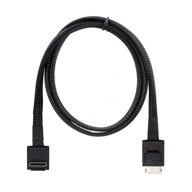 chenyang SFF-8611 ケーブル OCuLink PCIe PCI-Express 4.0 SFF-8611 4i オス - SFF-8611 オス 90度 ダウンアングル データ延長ケーブル 80cm1)このOCuLinkケー...