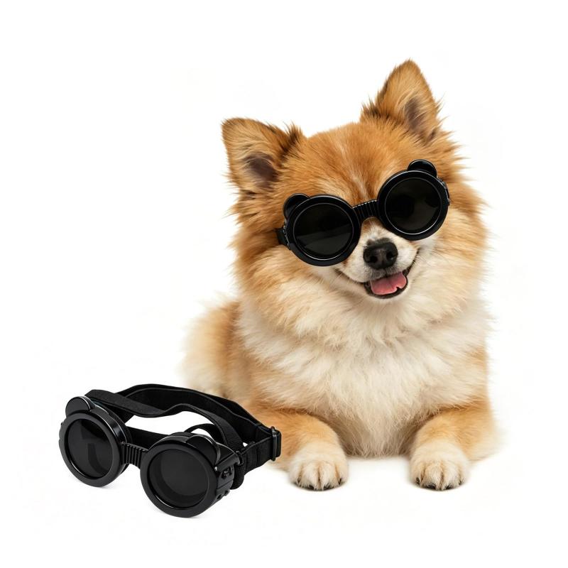 Enjoying 犬用ゴーグル 小型犬 調整可能 パンダ柄 犬用サングラス UVレンズ 目の保護 猫用メガネ 曇り止め 防風 防雪 ブラック約6kg以下の小型犬・猫用の犬用ゴーグルです。 高品質の ABS フレーム、UV 保護レンズ、2 つ...