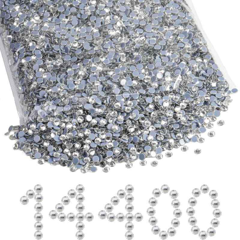 Beadsland（ビーズランド） ホットフィックスラインストーン まとめ売り、14400ピース クリスタル ホットフィックスラインストーン クラフト 衣服 DIY装飾用、クリスタル、SS10, 2.7-2.9mm大容量：SS10ホットフィ...