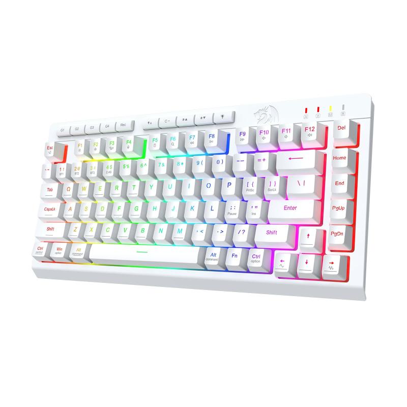Redragon K524 無線 ゲーミングキーボード 75% テンキーレス【2.4G/BT/USB有線】ワイヤレスキーボード 英語配列 静音 メンブレン メカニカル風打鍵感 RGBバックライト マクロキー アンチゴースト 充【3モード接続...