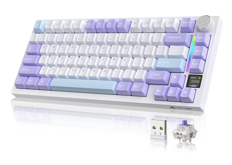 ATTACK SHAKR X820 Ultra ゲーミングキーボード 無線 メカニカキーボード ワイヤレス bluetoothキーボード有線 Gasket構造 3モード ホットスワップ可能 75%リニア軸 gift軸 RGB PBTキーキャ...