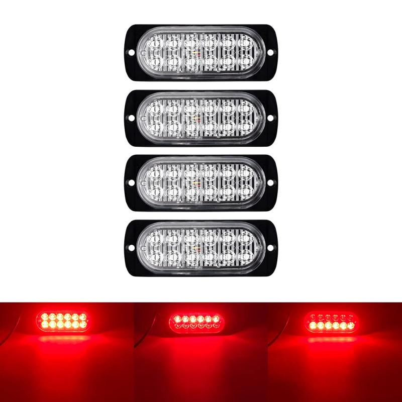 Catland ストロボライト LED ストロボ機能付き 警告灯 レッド 超薄型 サイドマーカー マーカー グリルマーカー ディライト 赤 トラックマーカー 非常灯 緊急用ランプ 点滅 バイク 自動車 乗用【高耀度12連LED搭載】1つのラ...