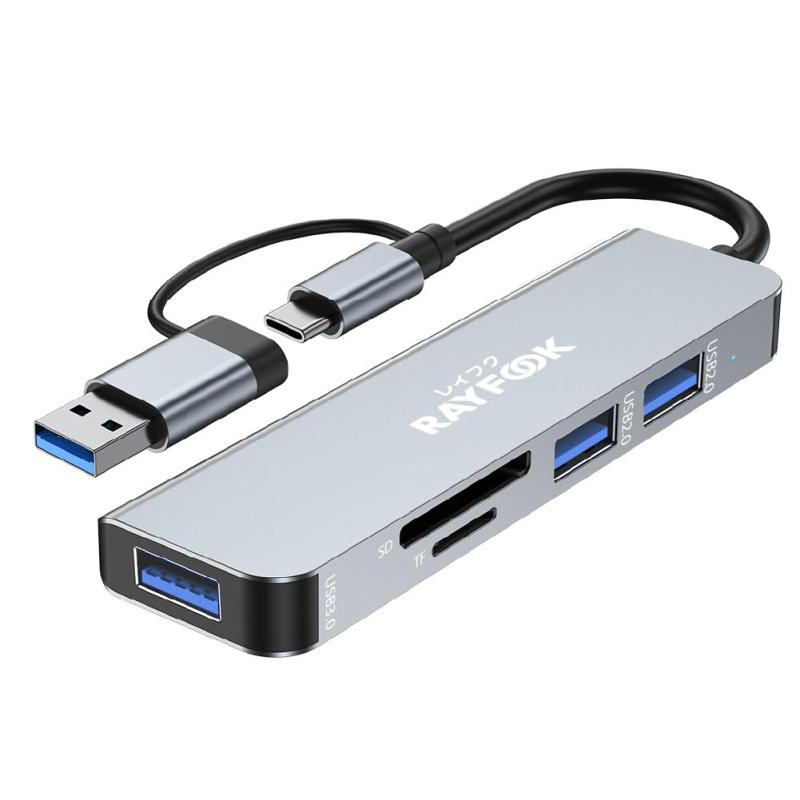 KOGLEE USB-C/USB-A 2in1 USBハブ 3ポートUSB2.0/USB3.0 1ポートSD/TF(MicroSD)カードリーダー搭載 ノートPC/タブレット用 PS4/5 iMac MacBook Air/Pro Surf...