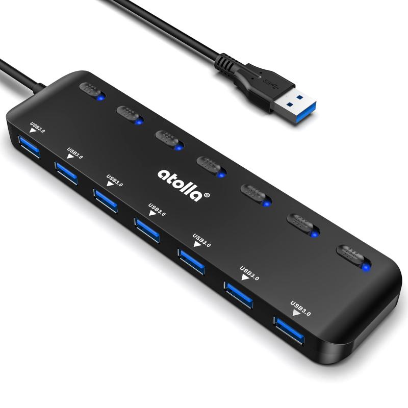 atolla USB ハブ 7ポート USB3.0ハブ 100cmケーブル 個別スイッチ USB hub ウルトラスリム USB拡張 5Gbps超高速転送 Windows/Linux/Mac OS/Android/Chrome OS/PS4...
