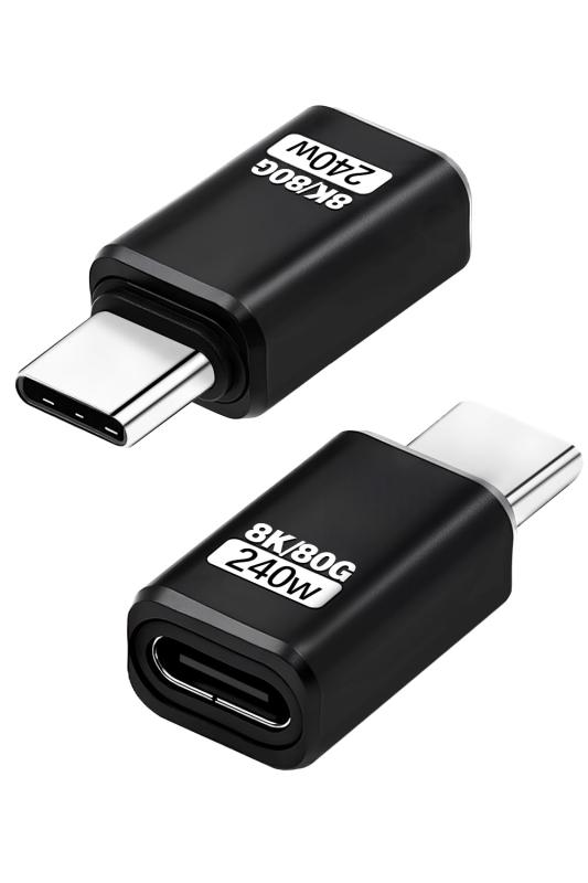 Duttek 80G 240W USB C オスメスアダプター USB Type-c 延長アダプタコネクター Thunderbolt 5ケーブル対応 Steam Deck ROG Ally、Switch、ノートブック、PC、タブレット、電話...