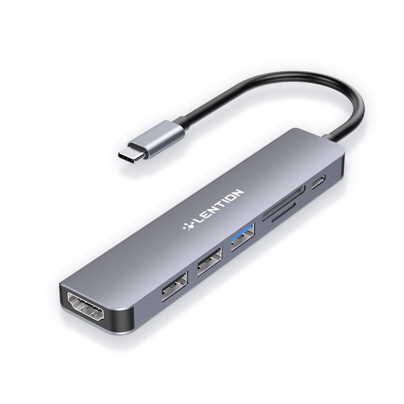 LENTION 7in1 USB C ハブ USB3.0 Micro SD/SDカードリーダー 100W PD給電 4K 60Hz HDMI Type C タイプc 変換アダプタ スリム 小型 電源 Macドック MacBook Pro A...