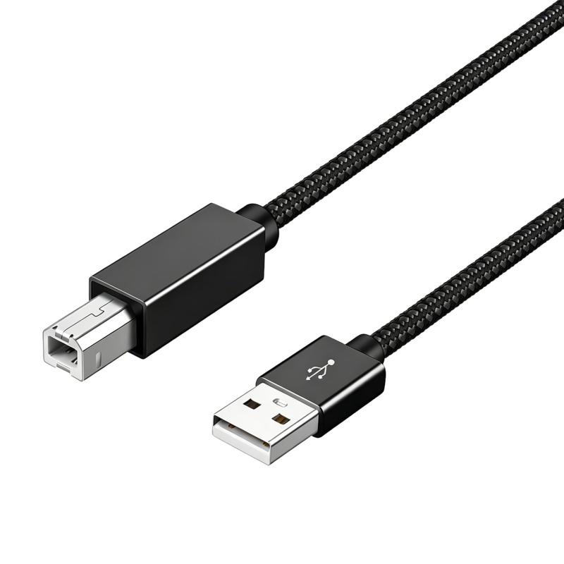 USB プリンターケーブル 2m LpoieJun USB2.0ケーブル タイプAオス - タイプBオス 高耐久性 ナイロン編み 480Mbps高速データ転送 Canon、エプソン、ブラザー などのプリンター Fax 複合機 スキャナーに【...