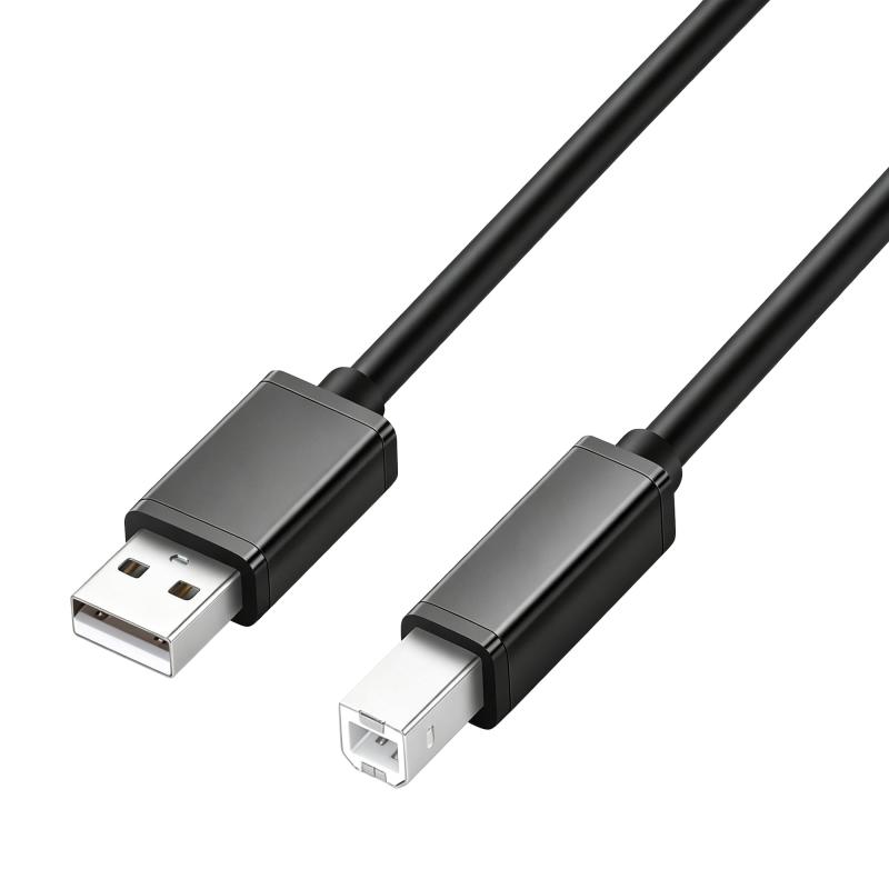 USB プリンターケーブル 2m USB2.0 Type B ケーブル Canon/Epson/Brother/HPなどのプリン,スキャナー,ピアノ,DAC に対応 そのほかUSB(Bタイプ)機器 (PVC素材-ブラック)【USB-A to...