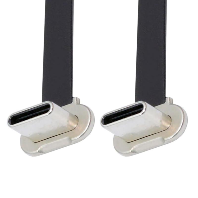 chenyang 0.23FT USB C ショートフラットケーブル、USB 2.0 Type C デュアル 90度角度 PD 65W 高速充電データ延長ケーブル1) 機能:高速充電65W/3.25A + データ転送USB2.0/480Mb...