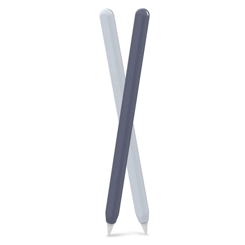 AhaStyle 超薄型 Apple Pencil シリコン保護ケース Apple Pencil Pro&amp;Apple Pencil 第二世代のみに適用 二本セット (ネイビー，水色)2本入り：二つケースがありますので、お好きなカラー...