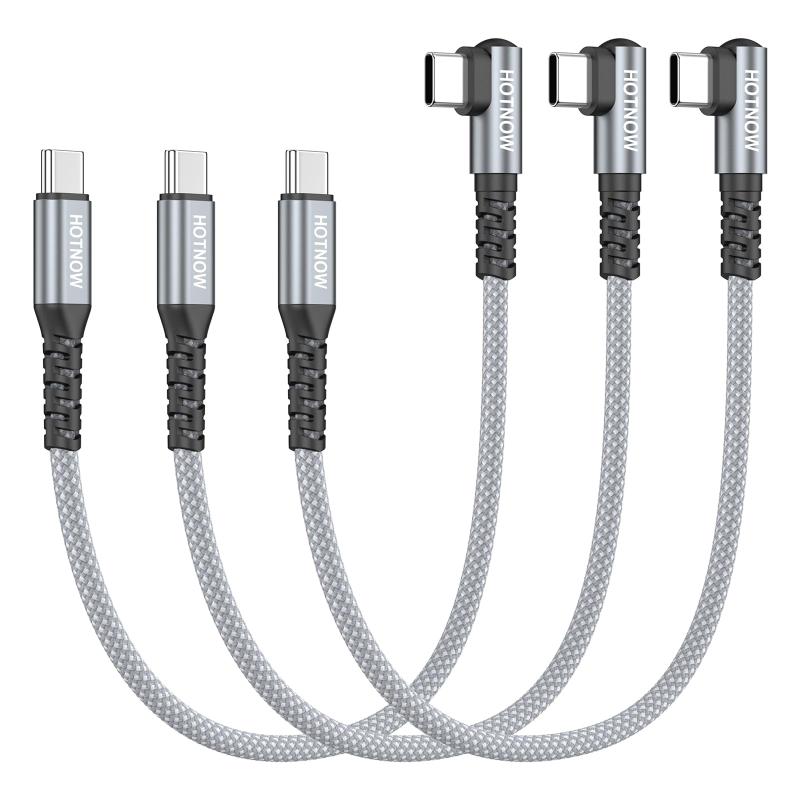 HOTNOW 短い USB C ケーブル L 字 30cm 3本、65W USB C to CケーブルQC 3.0急速充電適用Type-Cデバイス[USB CからUSB Cケーブル]これはUSB CからU SB Cケーブルで、両端に同じUS...