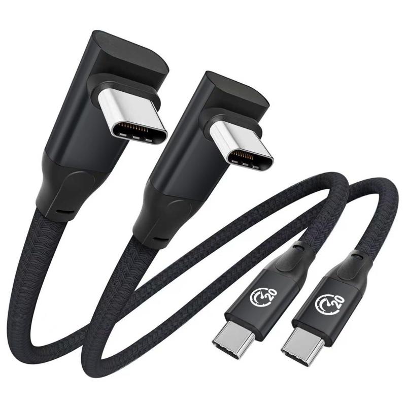 USB C ケーブル 短い【0.3m 2本】 L字 USB C 3.2 Gen 2x2 20Gbps高速データ転送 240W PD3.1超高速充電 4K@60Hz映像出力 30センチ Type C オス - オス 90度 タイプ C 直角ケ...