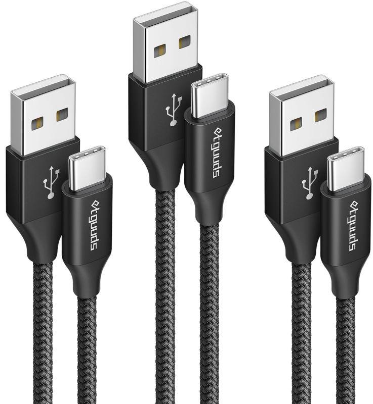 USB Type C ケーブル【1m/2m/2m 3本】急速充電 QC3.0 タイプc ケーブル 高速データ転送 cタイプ 高耐久ナイロン Galaxy S25 S23 S10 A20 A21 Note、Xperia、FireHD8 10 ...