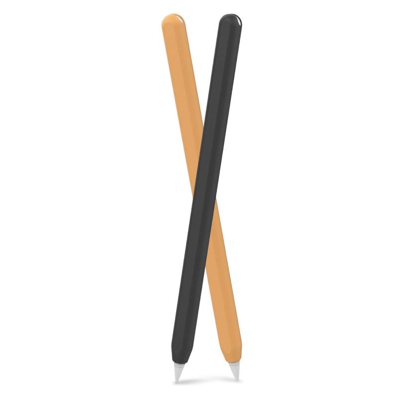 AhaStyle 超薄型 Apple Pencil シリコン保護ケース Apple Pencil Pro&amp;Apple Pencil 第二世代のみに適用 二本セット (黒，オレンジ)2本入り：二つケースがありますので、お好きなカラーに...